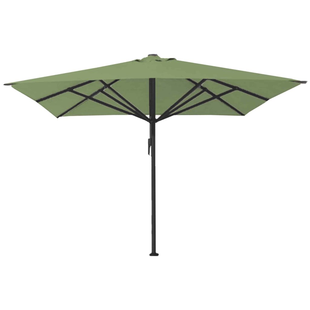 Parasol Bella 400x400 olijfgroen met zwart frame - Horecaparasol Expert